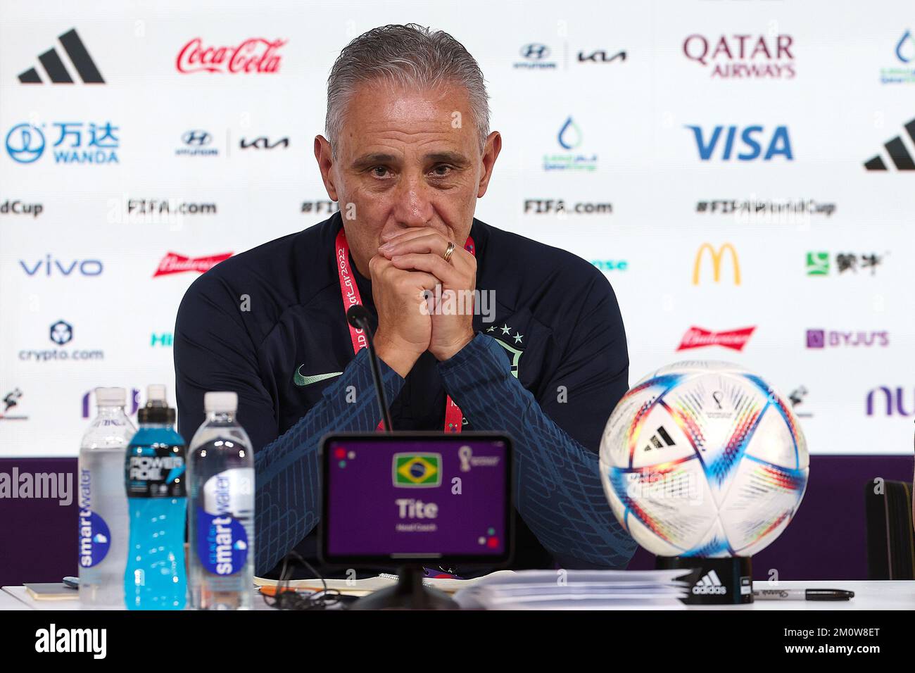 Brazil coach Tite speaks to the media during Brazil press conference at ...