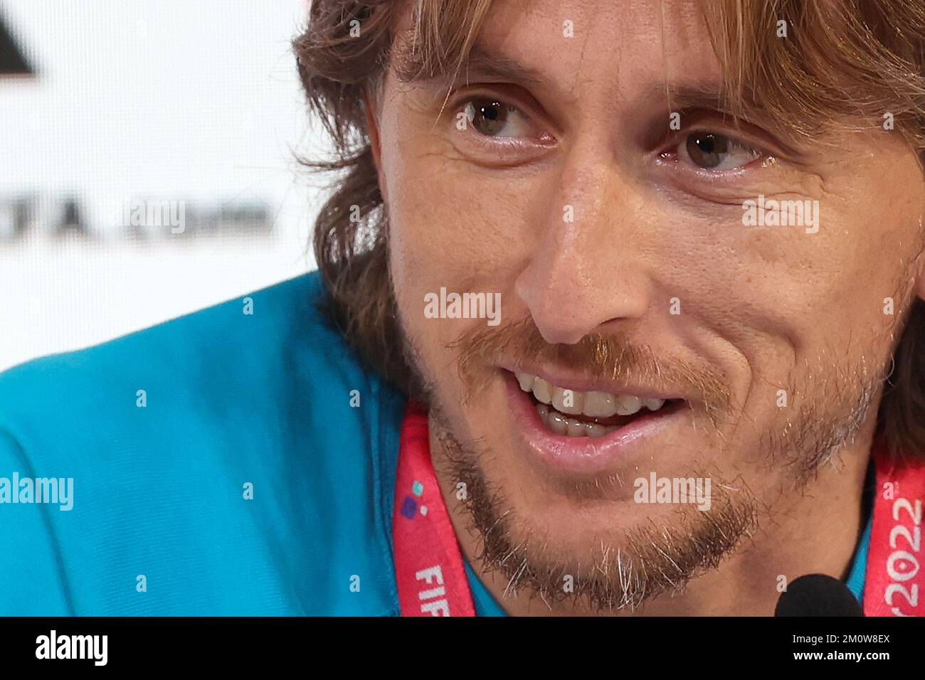Football player Luka Modric speaks to the media during Croatia press ...