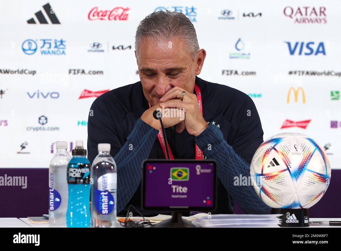 Brazil coach Tite speaks to the media during Brazil press conference at ...