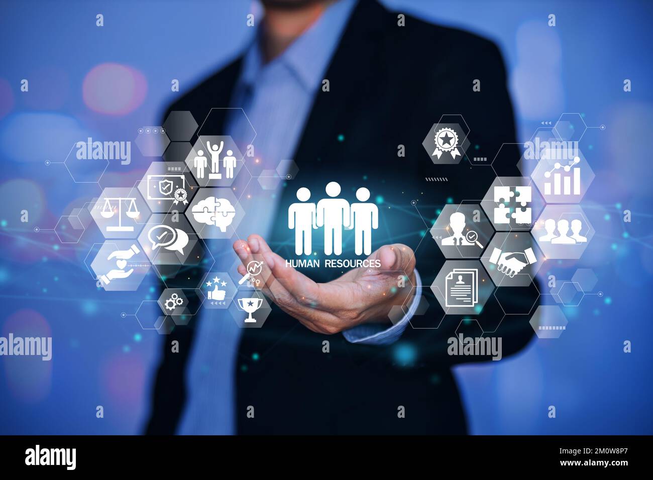 Businessman planing global network connection of structure HR - Human ...