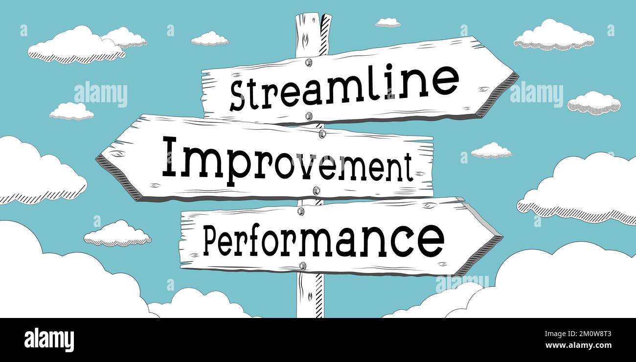 Streamline, improvement, performance - outline signpost with three ...