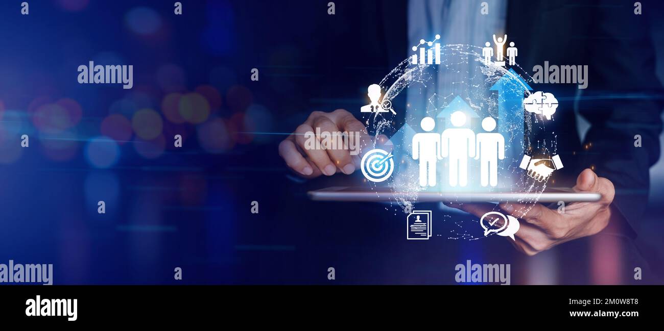 Businessman planing global network connection of structure HR - Human ...