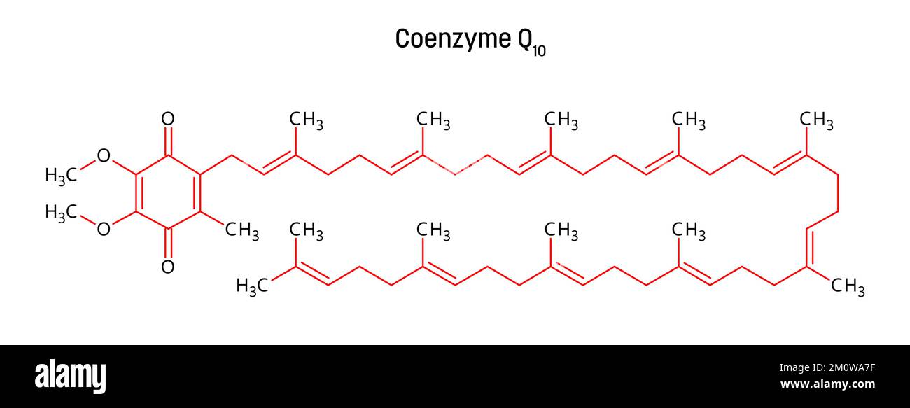 Coenzyme Q10 molecular structure. Coenzyme Q10, ubiquinone or CoQ10, is ...