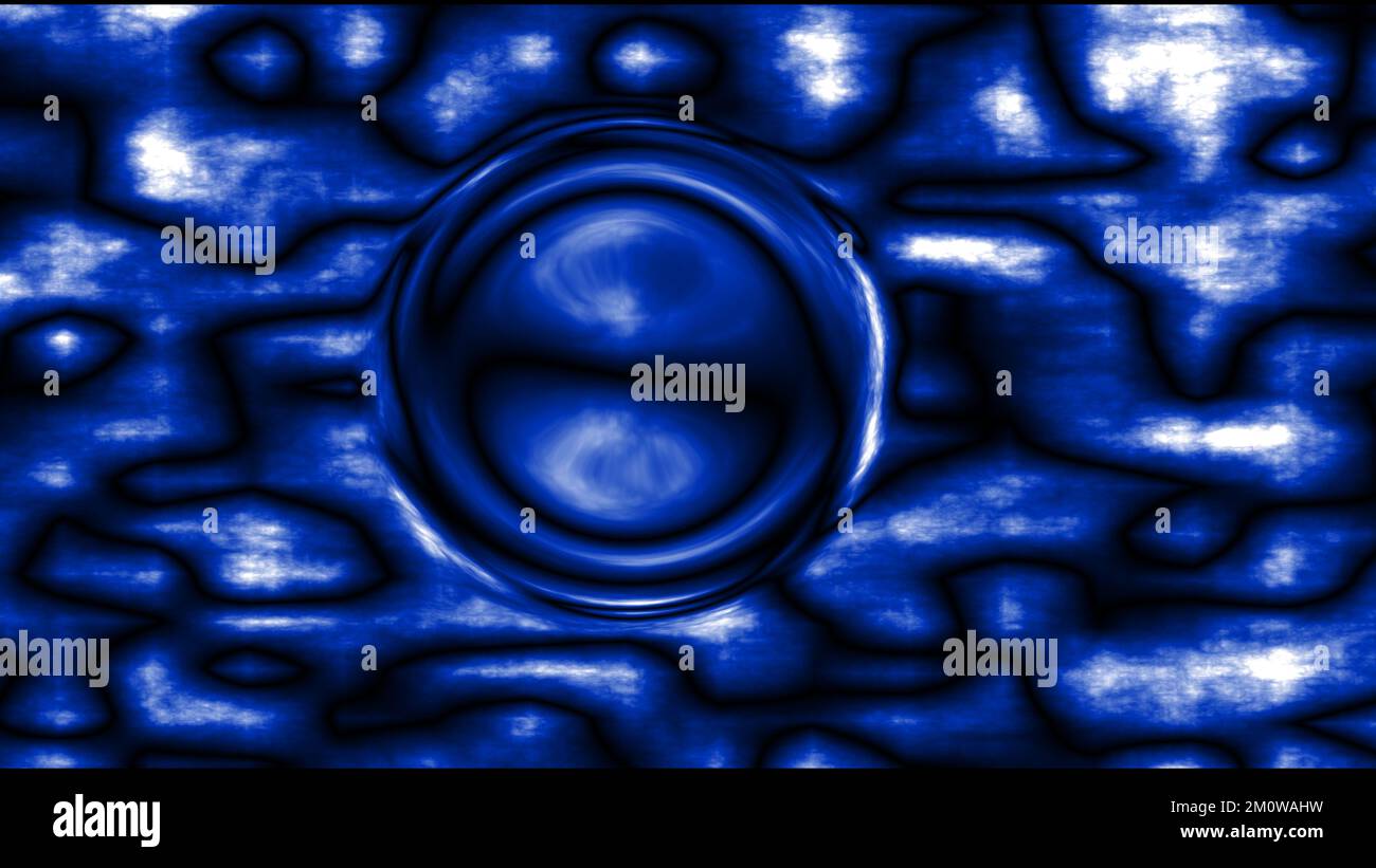 Huge Blue Bubble On Random Waves Strings On Abstract Background With 3d Rendering For Wave Sea