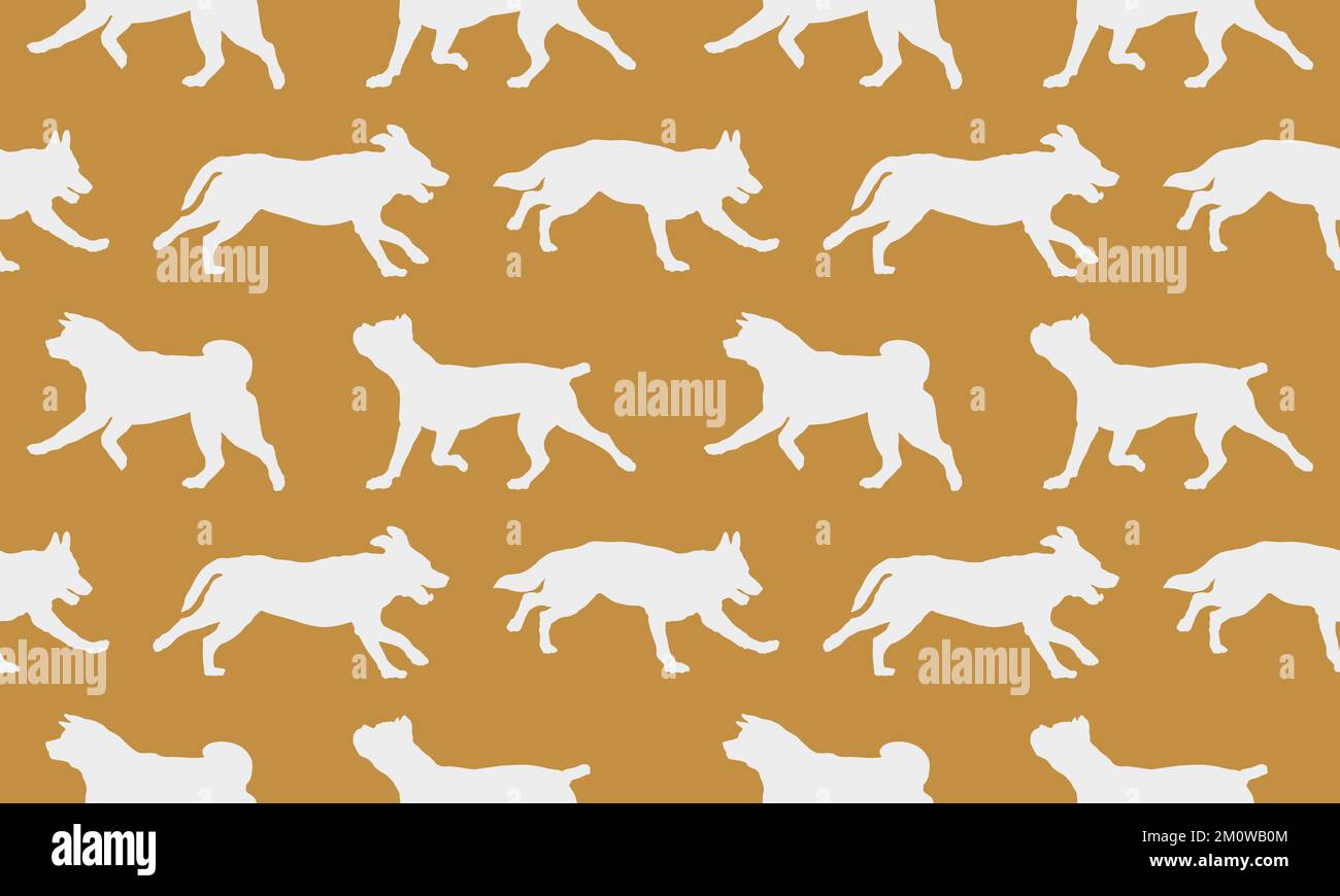 Seamless pattern. Silhouette dogs different breeds in various poses ...