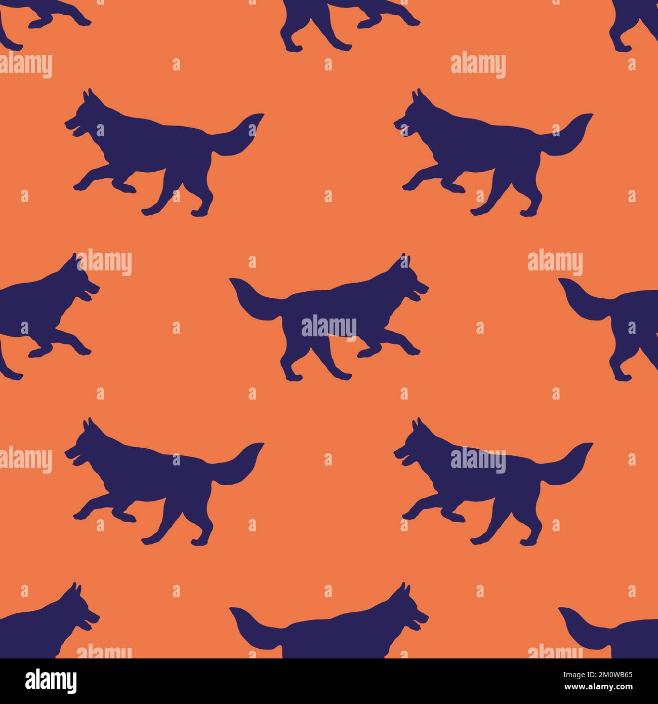 Running and jumping siberian husky puppy. Seamless pattern. Dog ...