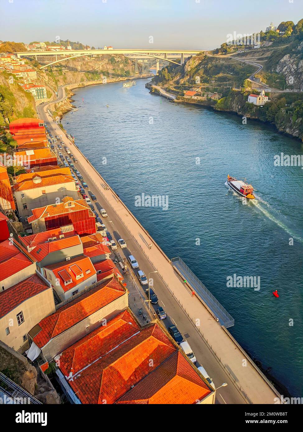 Old town view in evening sunshine, red rooftops, Infante Dom Henrique ...