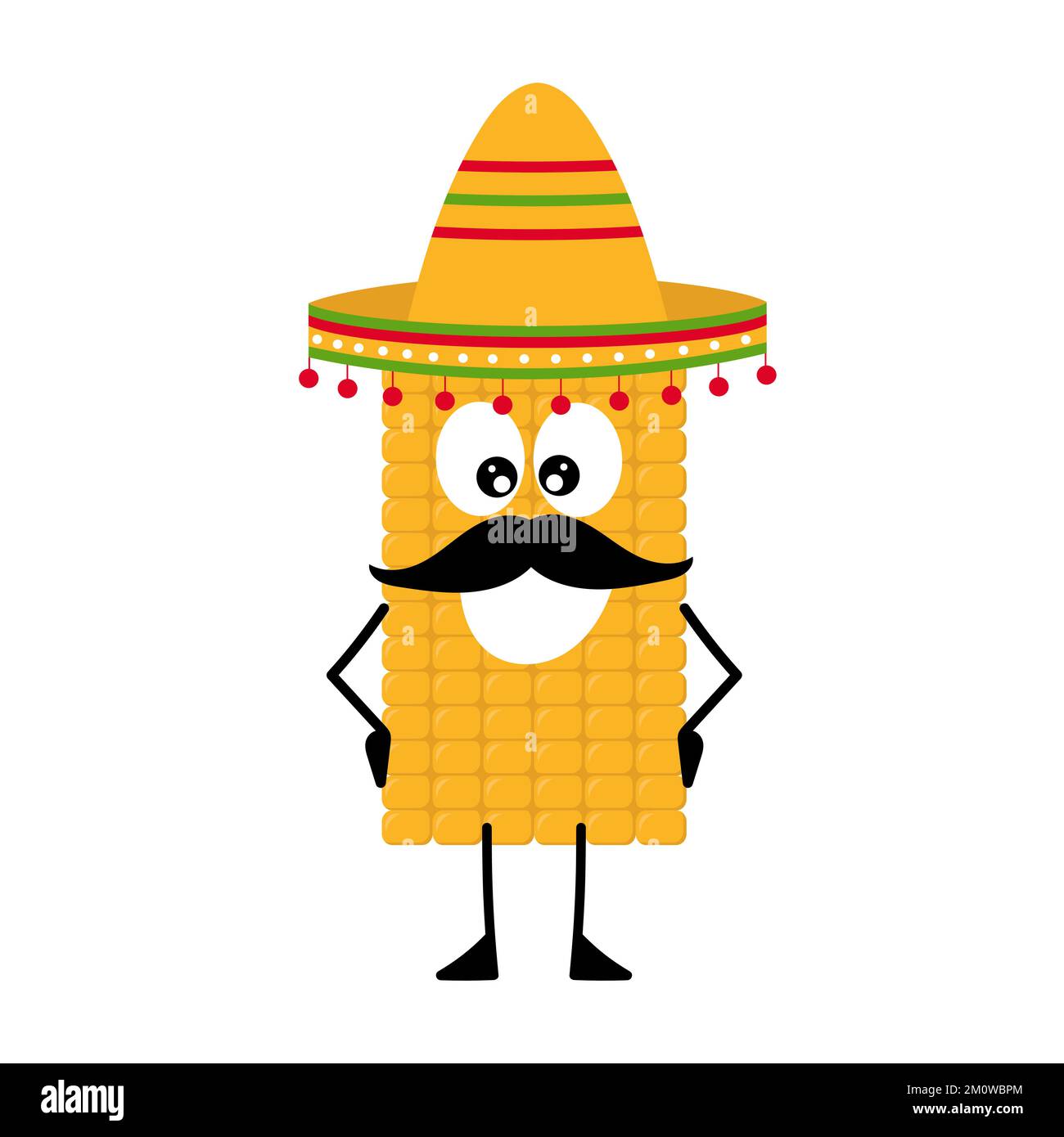 Vector mascot, cartoon and illustration of a mustache corn wearing ...