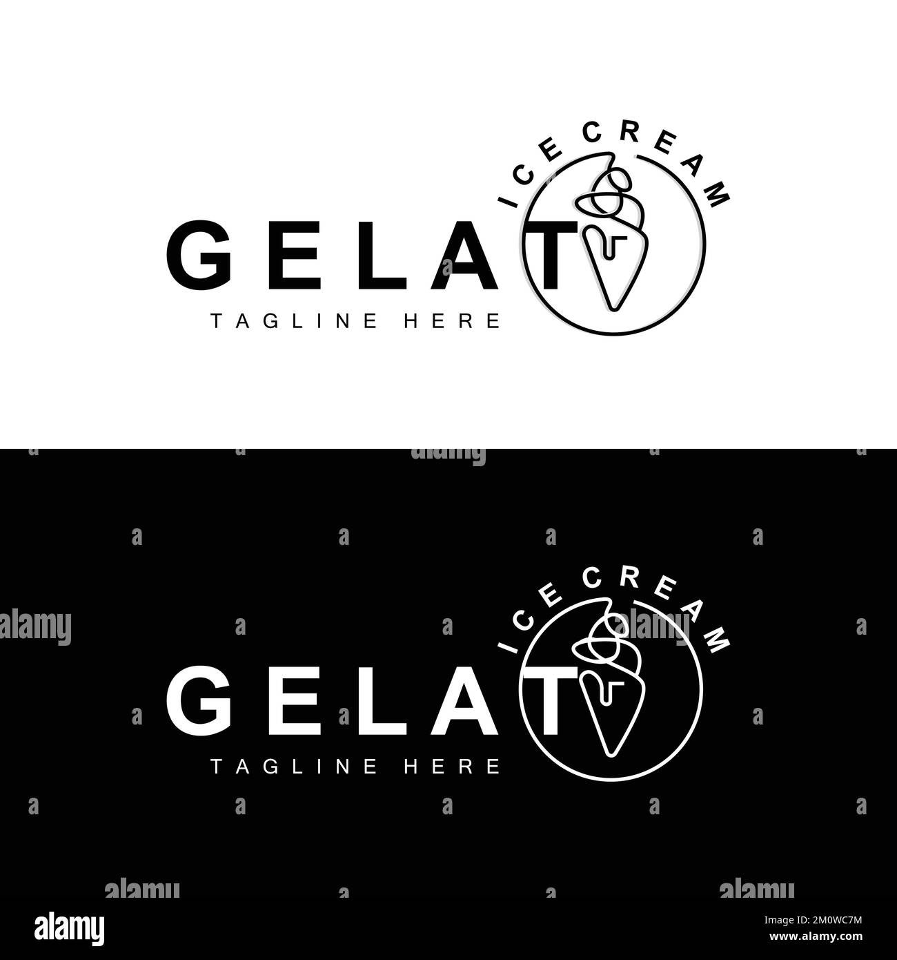 Ice Cream Gelato Logo Design Sweet Soft Cold Food Vector Brand