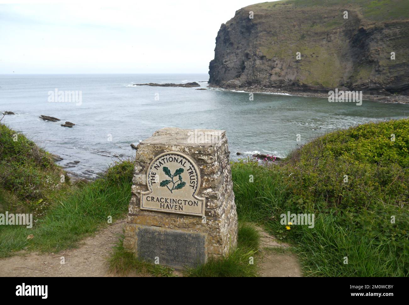 National Trust Sign for Crackington Haven with Pencannow Point & Black ...
