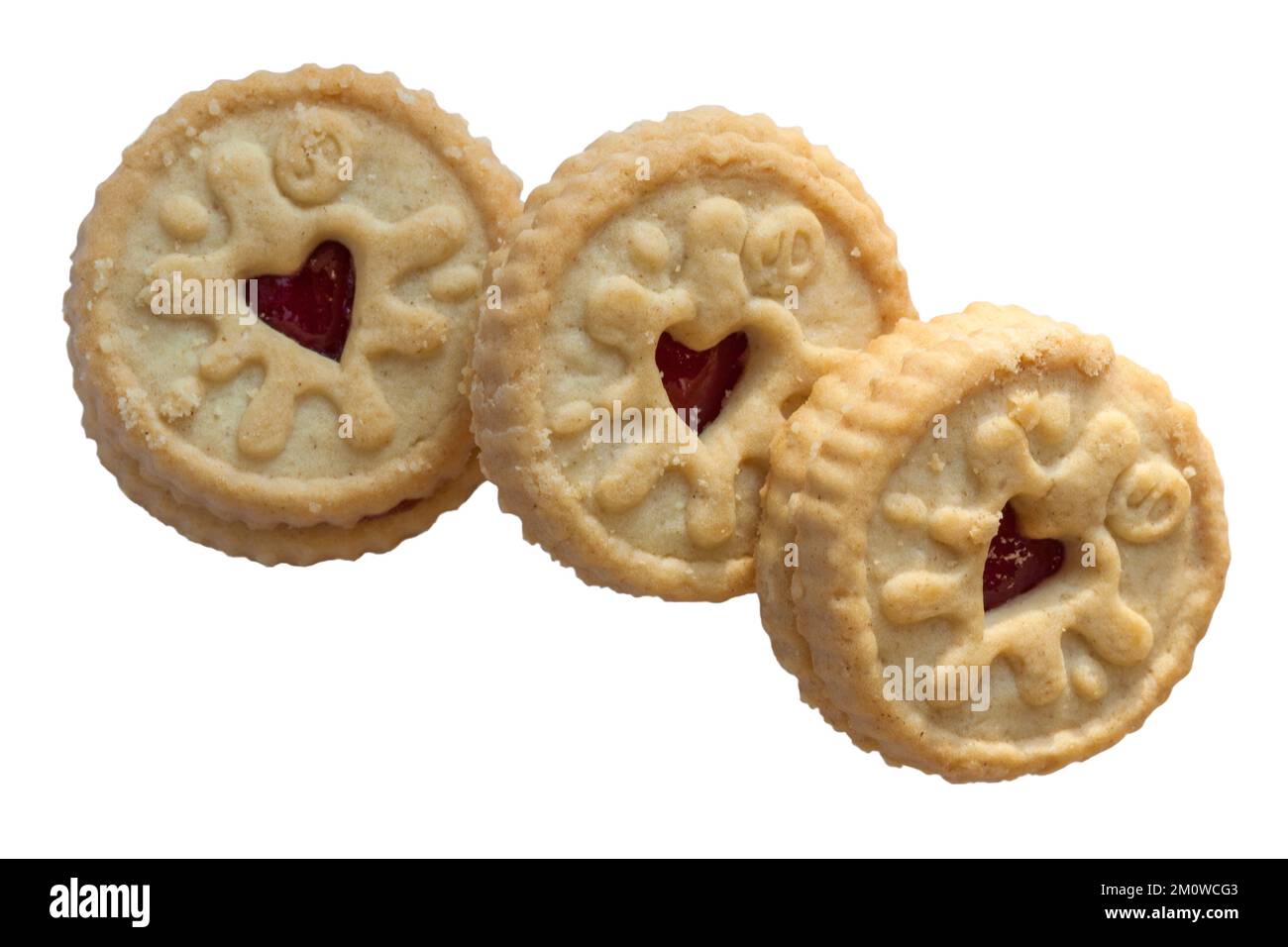 Three Jammie Dodgers Minis raspberry flavour removed from pack isolated ...