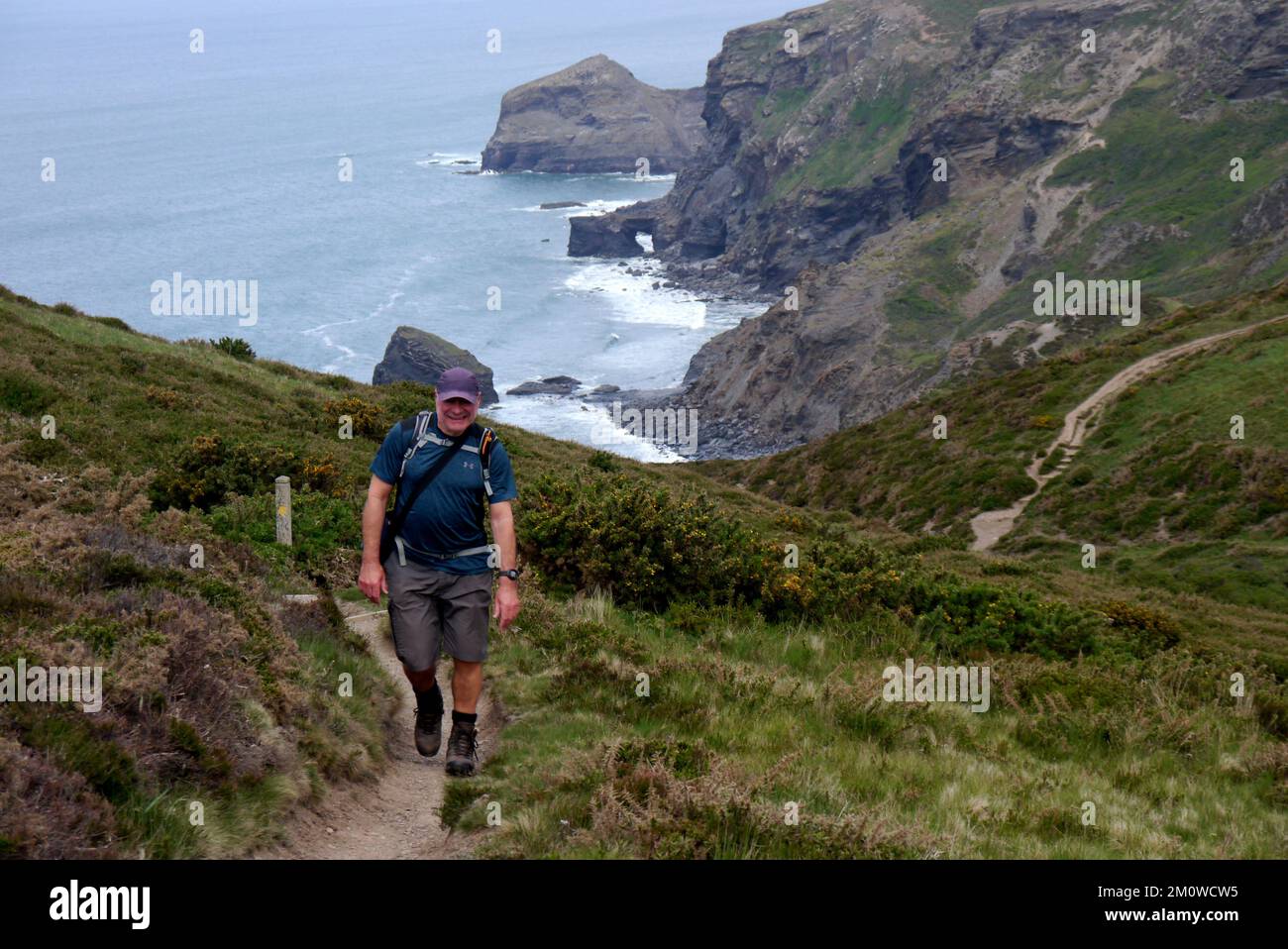Man Walking on Footpath by Samphire Rock, Northern Door Arch & Cambeak ...