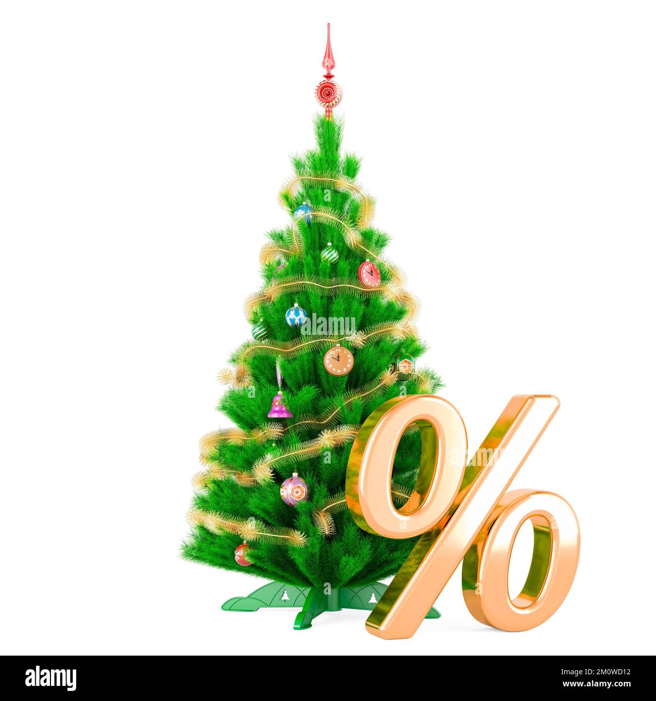 Christmas tree with percent sign. Christmas Discount and Sale concept ...