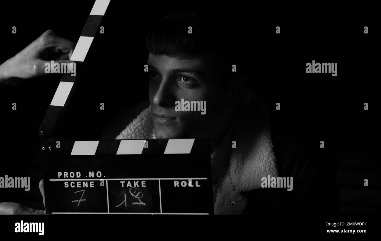 Actor ready for the ciak cinema scene during the production of short ...