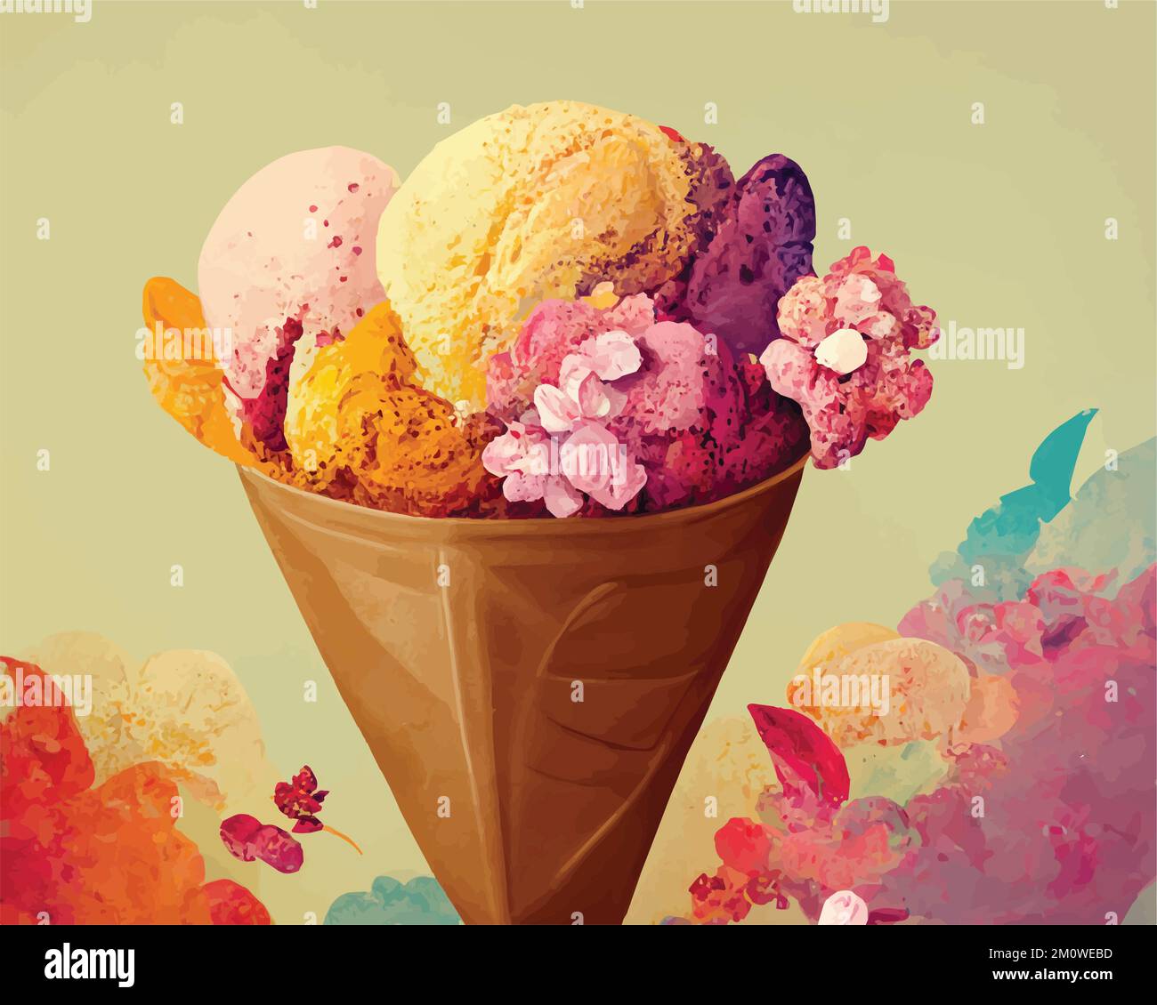 Cone ice cream flowers Stock Vector Images - Alamy