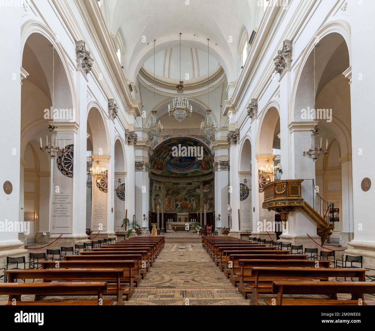 Spoleto, Italy - 25 November, 2022: interior view of the central nave ...