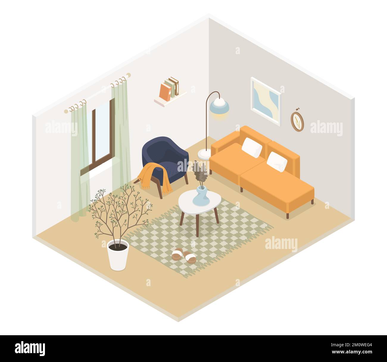 Home interior - modern vector colorful isometric illustration Stock ...