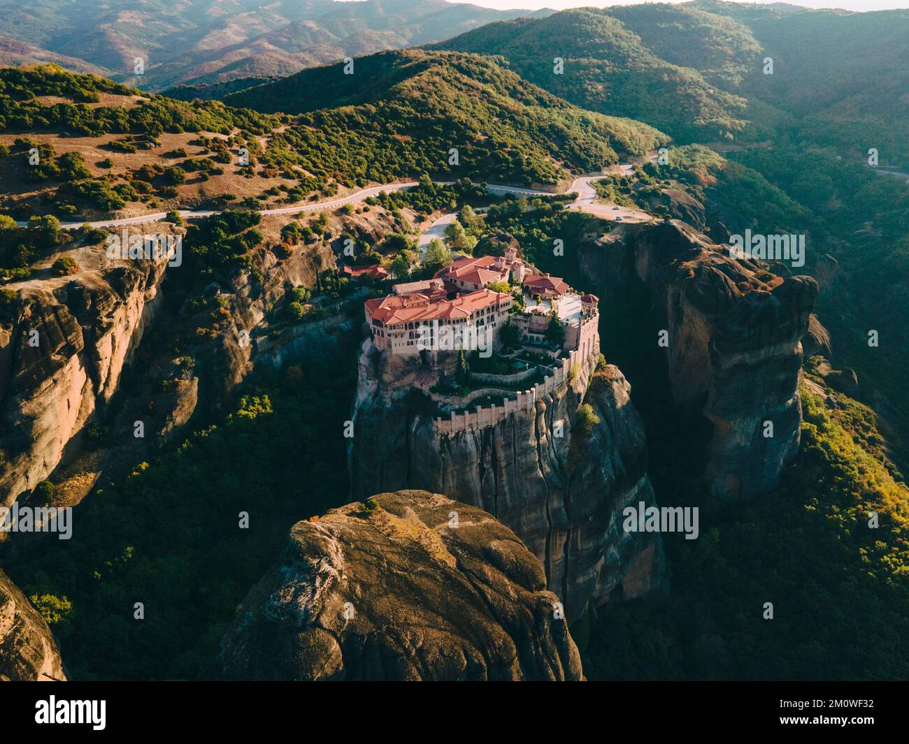 meteora monastery aerial view Thessaly mountains Greece Stock Photo - Alamy