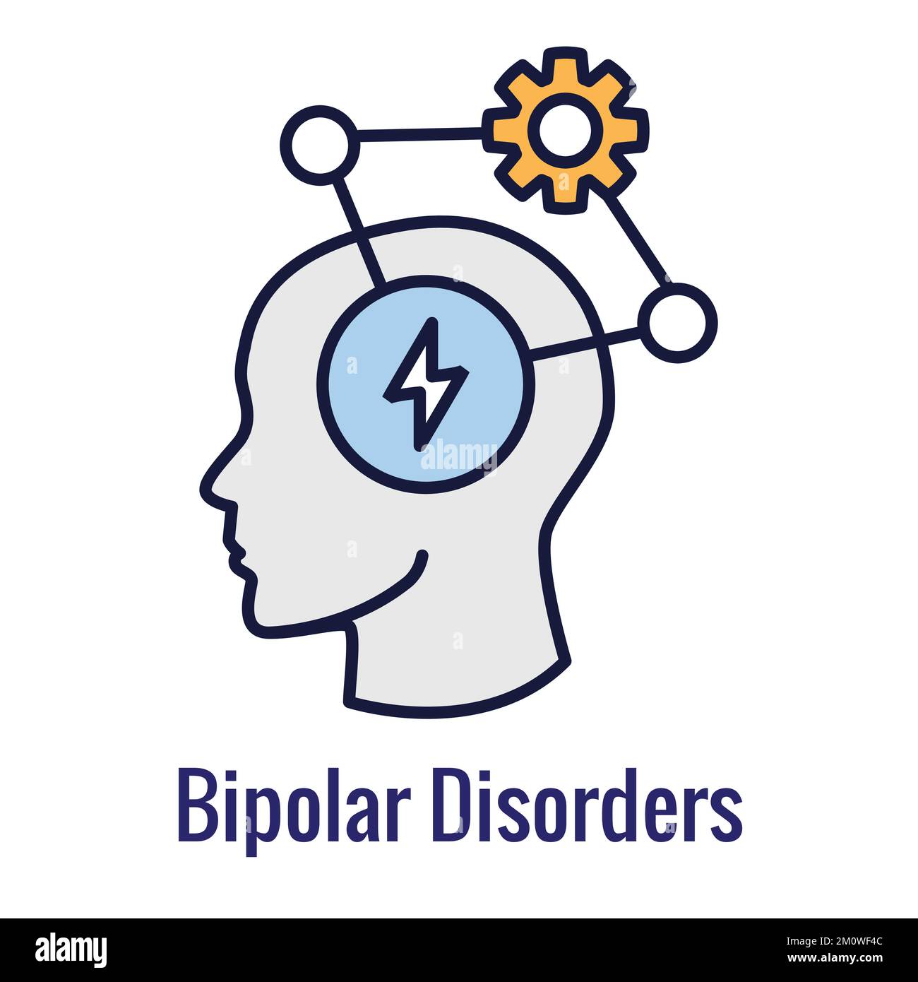 Bipolar Disorder or Depression BP Icon Set Showing Mental Health Icons ...