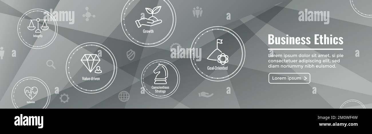 Business and Corporate Ethics Showing Company Values Icon Set with Web ...