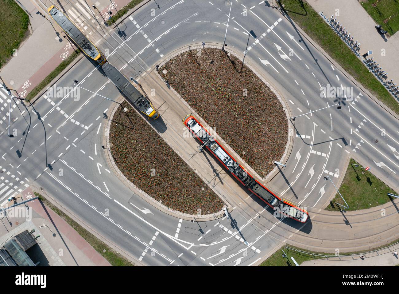 Aerial view traffic road roundabout hi-res stock photography and images - Alamy