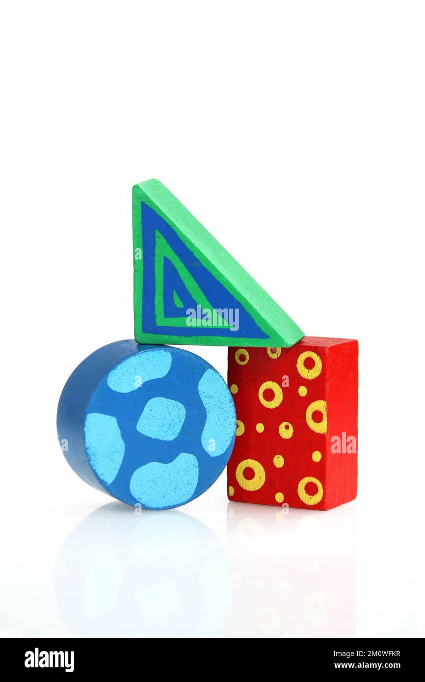 Colorful wooden block - shapes and forms Stock Photo - Alamy