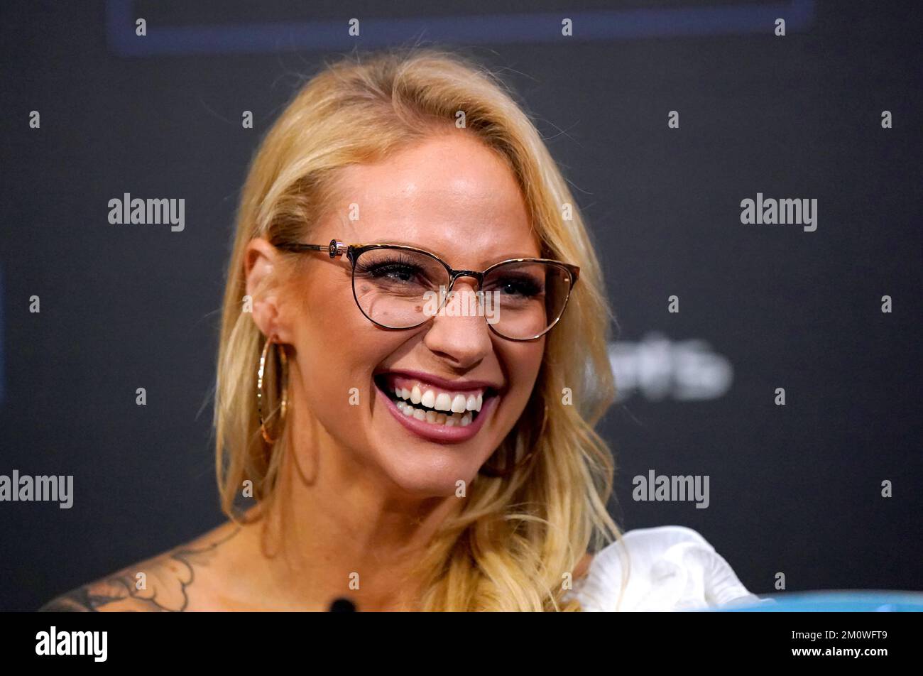 Ebanie Bridges during a press conference at Aspire, Leeds. Picture date ...