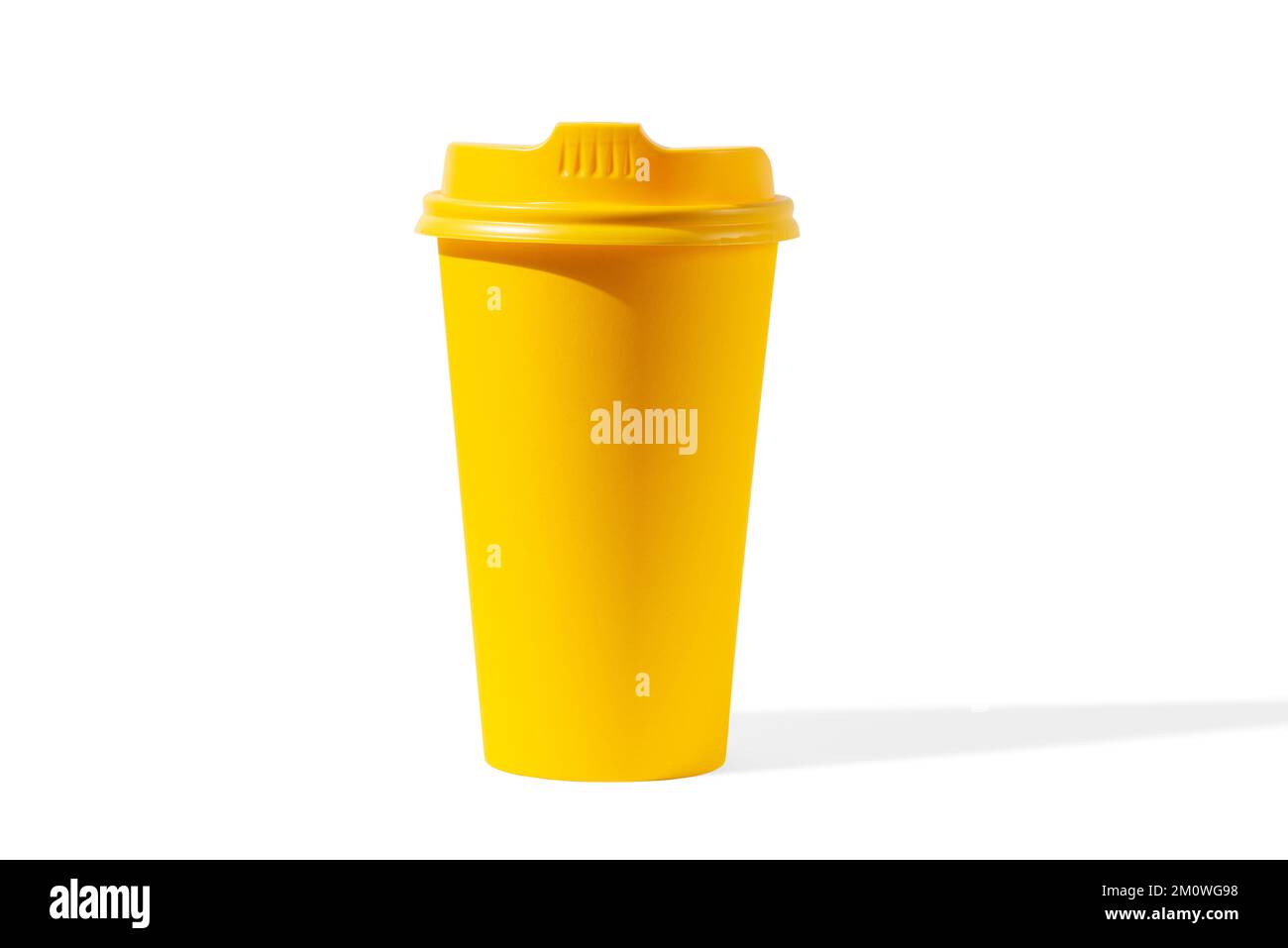 Paper yellow coffee cup mockup, isolated on white background in high ...