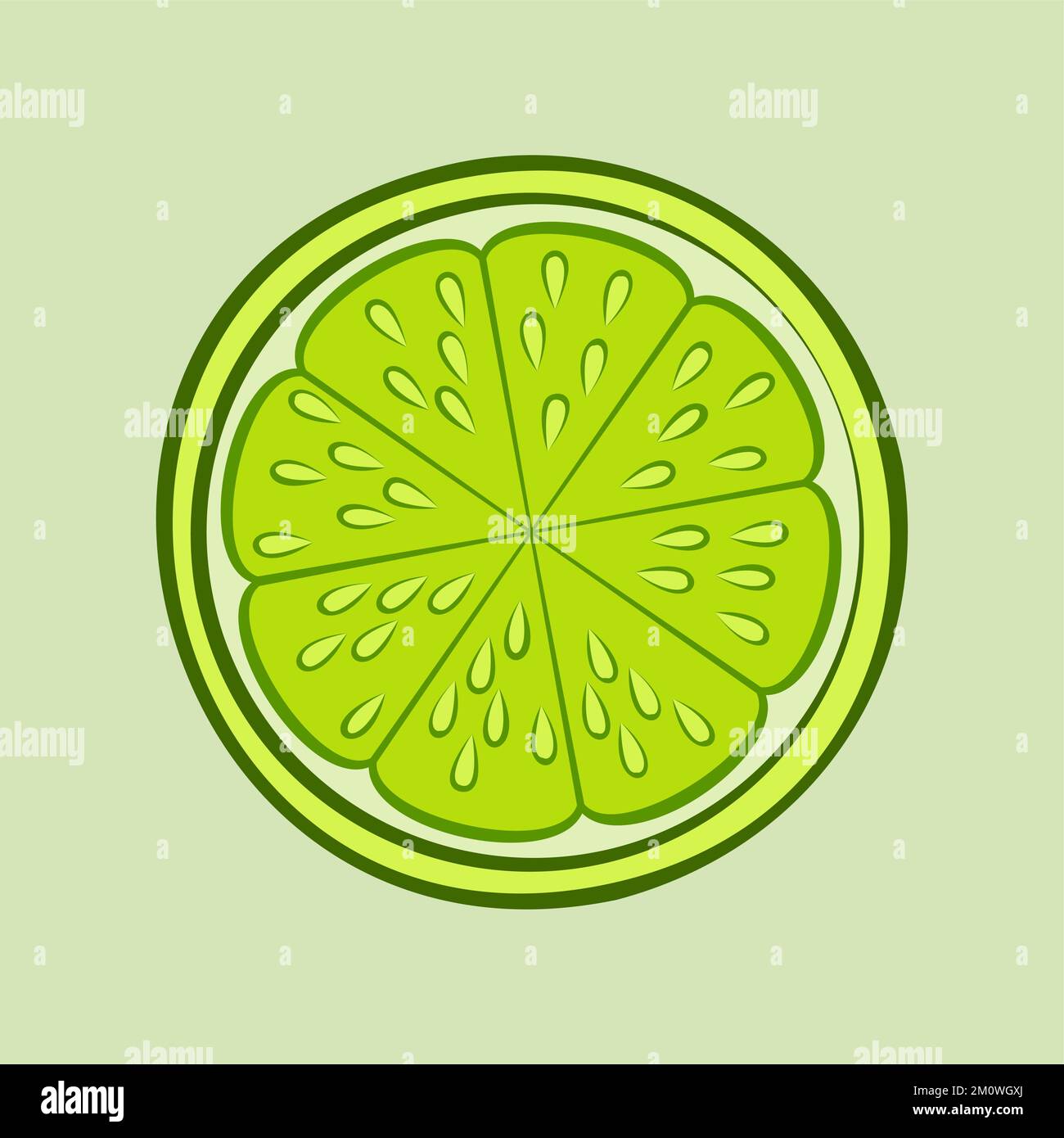 Illustration of Juicy Stylized Half Lime with Peel. Icon for Food Apps ...