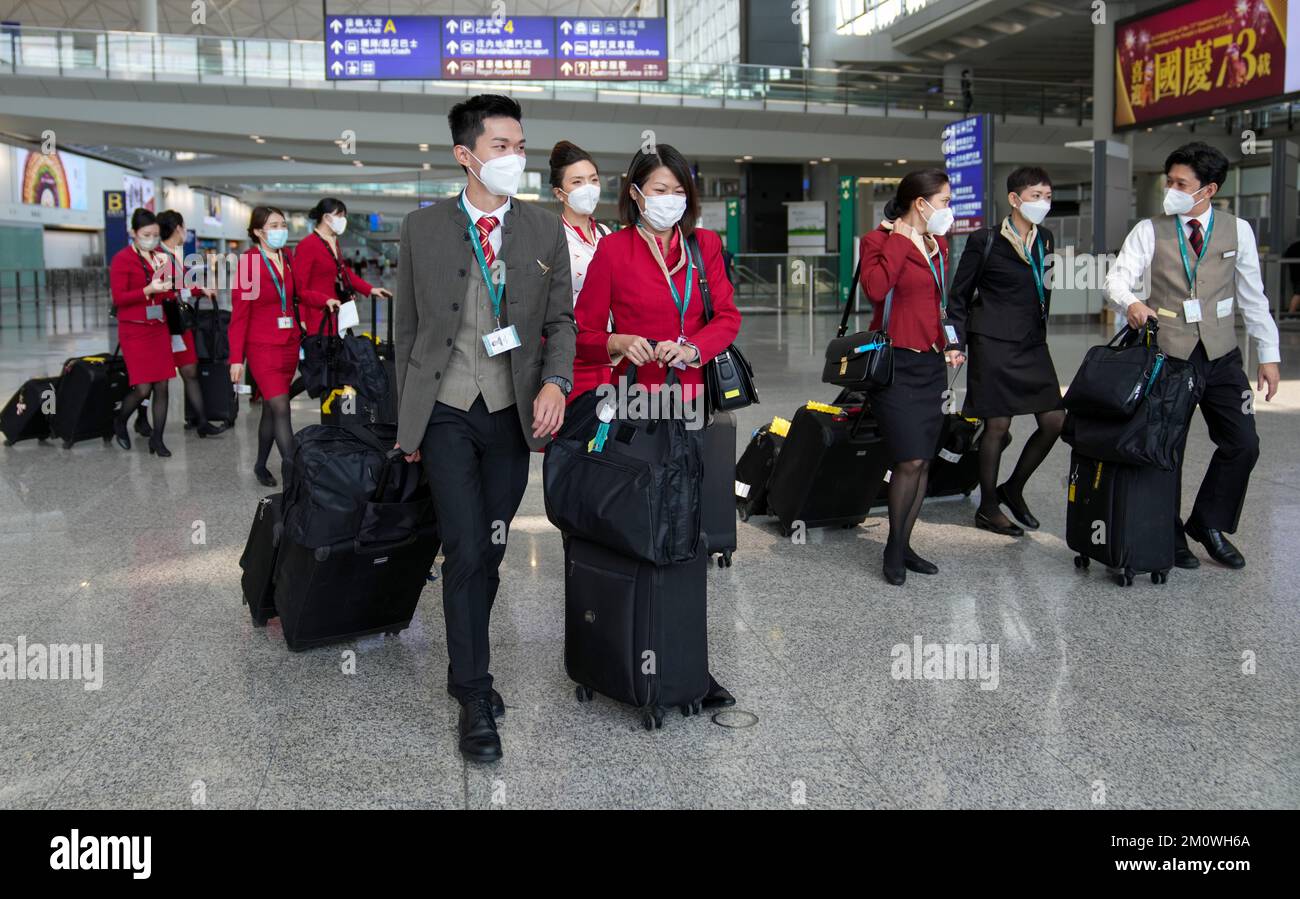 Flight crew of Cathay Pacific arrives in Hong Kong International ...