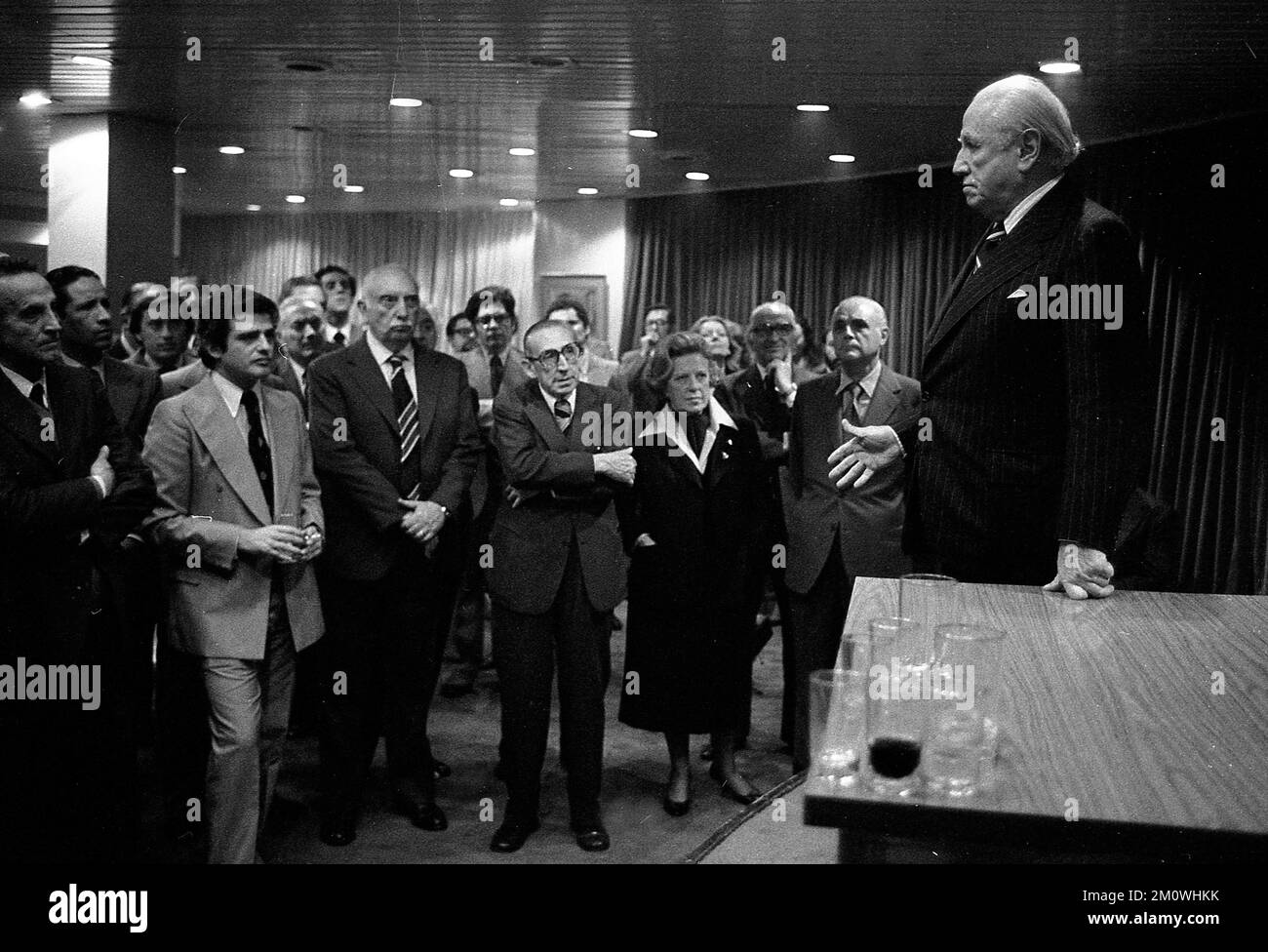 Argentine economist Raúl Prebisch, during a conference in Buenos Aires ...