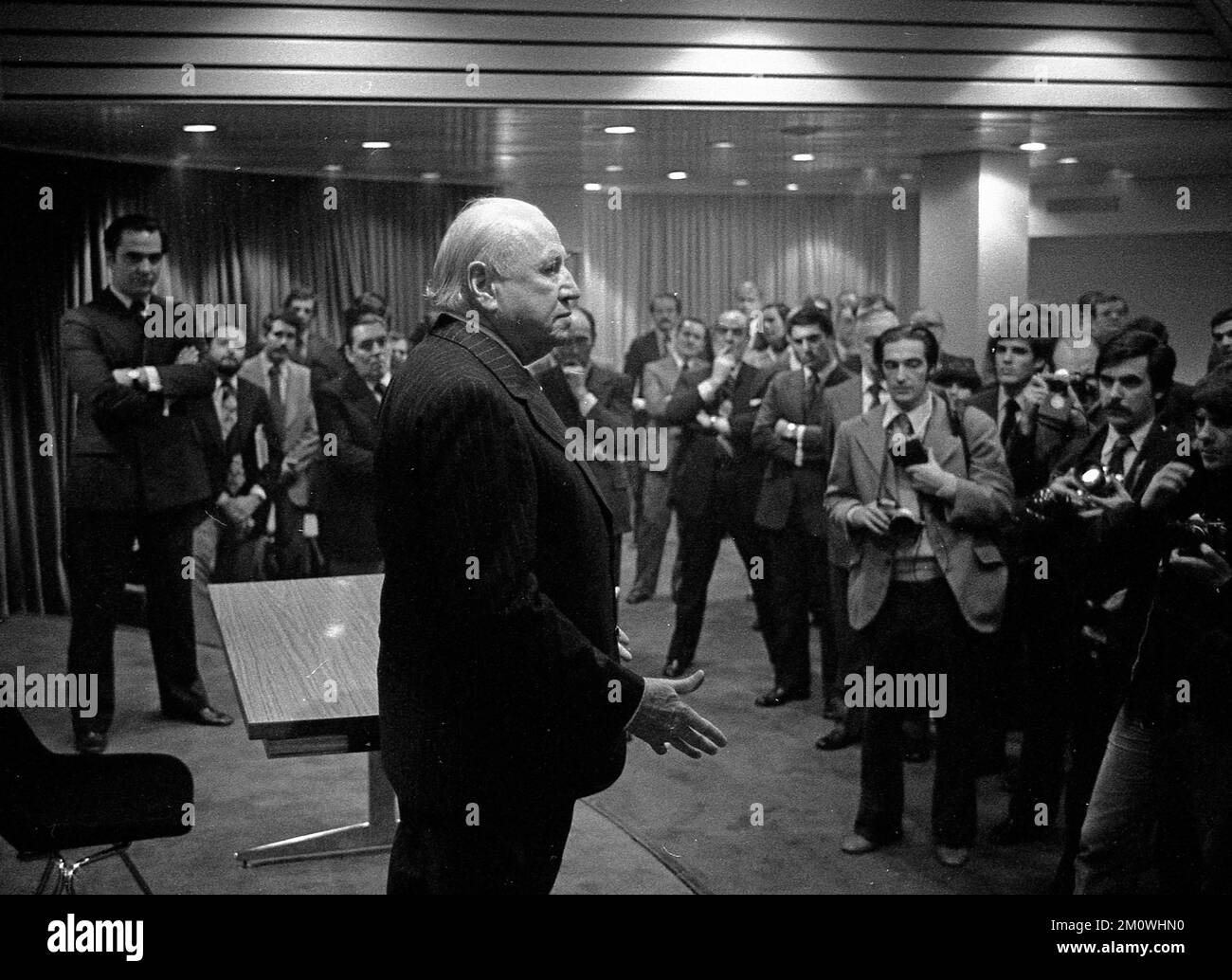 Argentine economist Raúl Prebisch, during a lecture in Buenos Aires ...