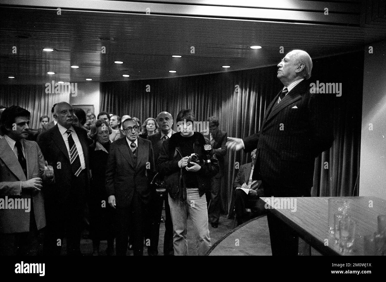 Argentine economist Raúl Prebisch, during a conference in Buenos Aires ...