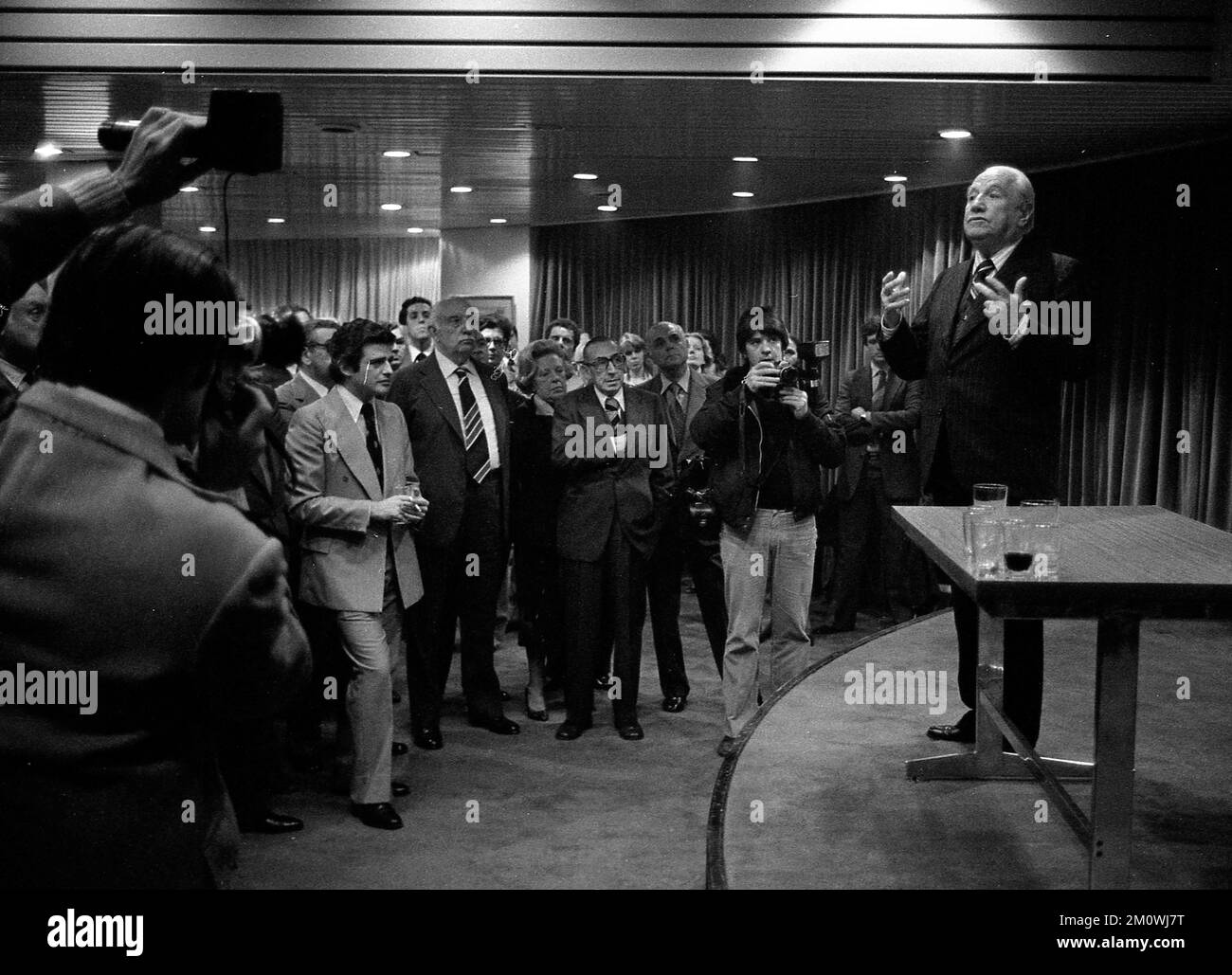 Argentine economist Raúl Prebisch, during a conference in Buenos Aires ...