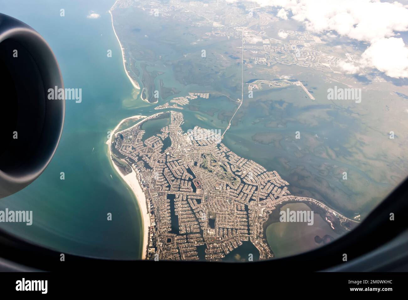 Marco Island, Florida, USA viewed from an airplane window Stock Photo ...