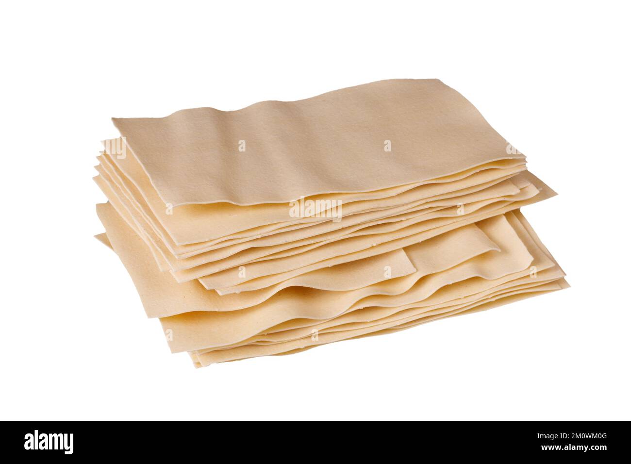 sheets of rectangular raw dough for lasagna isolated on white ...