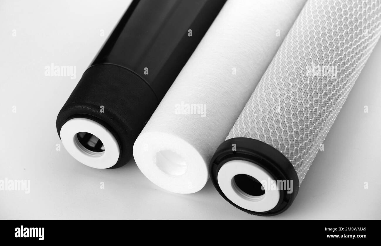 Cropped three filter cartridges for house water filtration system ...