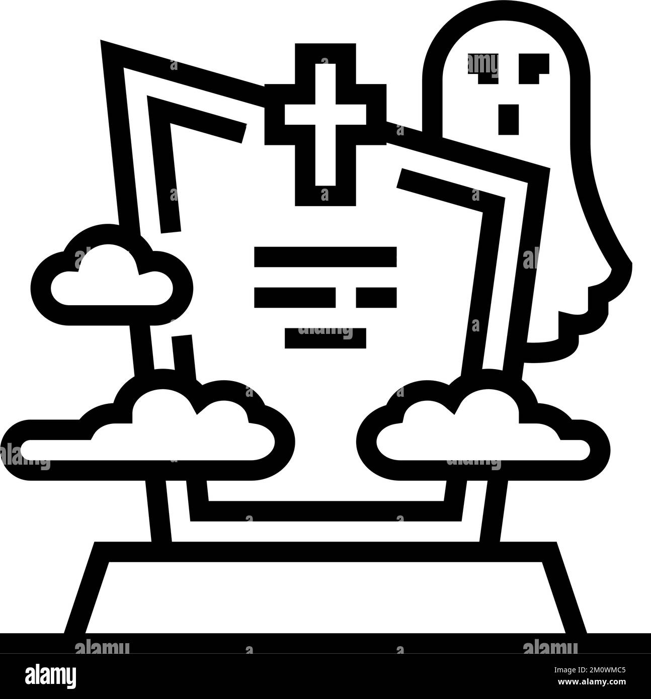 grave zombie evil line icon vector illustration Stock Vector Image ...