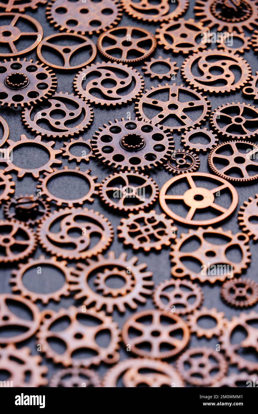 Copper gears background hi-res stock photography and images - Alamy