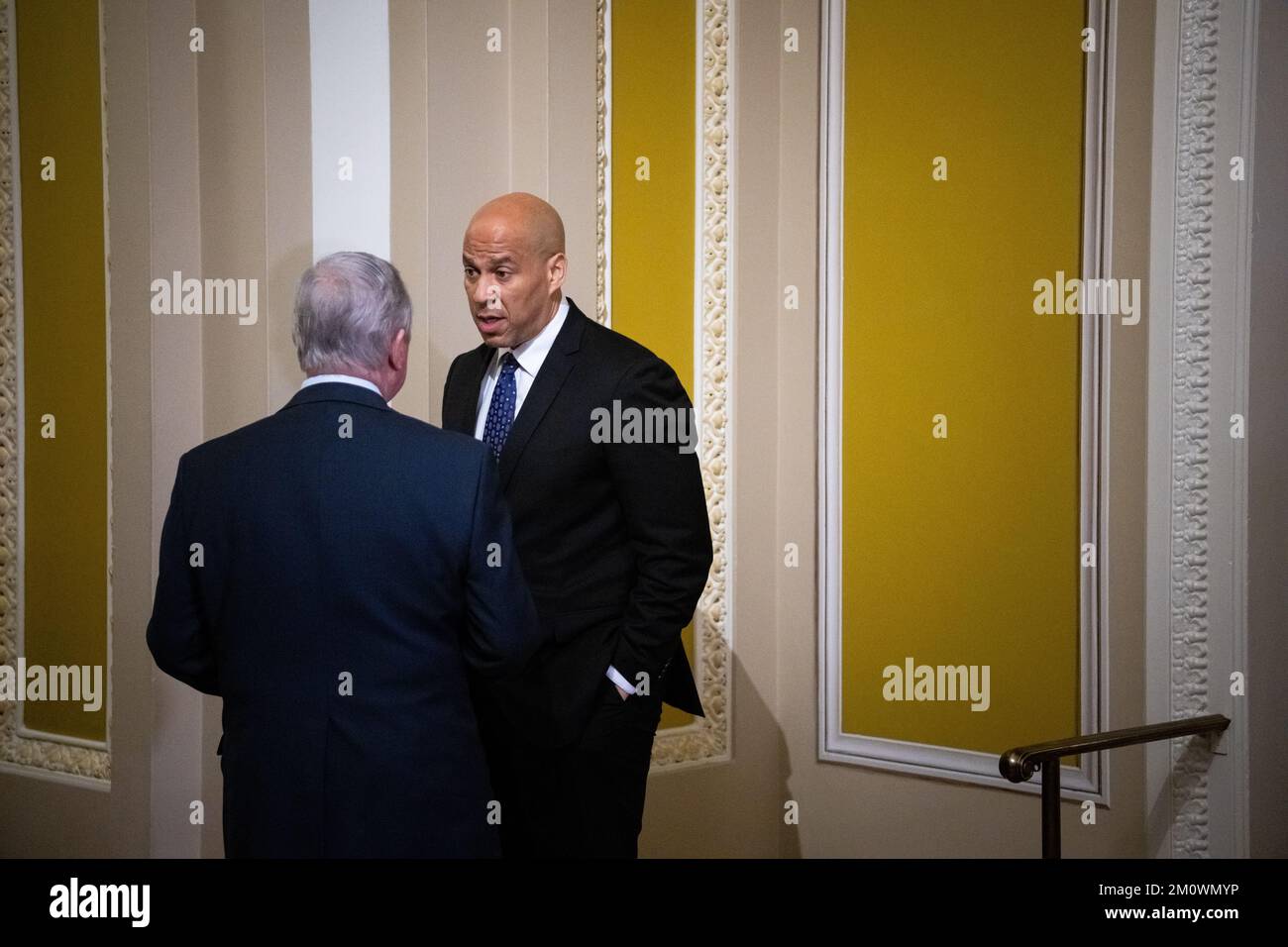 Senator Cory Booker (D-N.J.) and Senator Dick Durbin (D-IL) speak after ...
