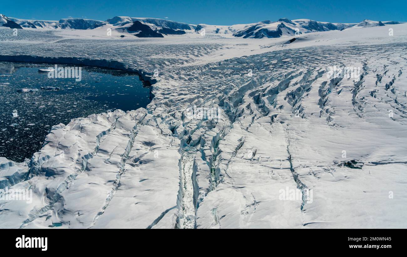 Aerial view of Larsen Inlet glacier, Weddell Sea, Antarctica Stock ...