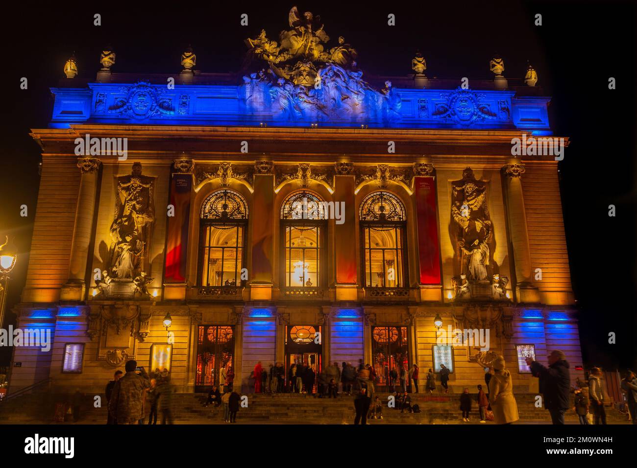 Lille, France: 7 November 2022: Opera Theatre Building at night. Lille ...