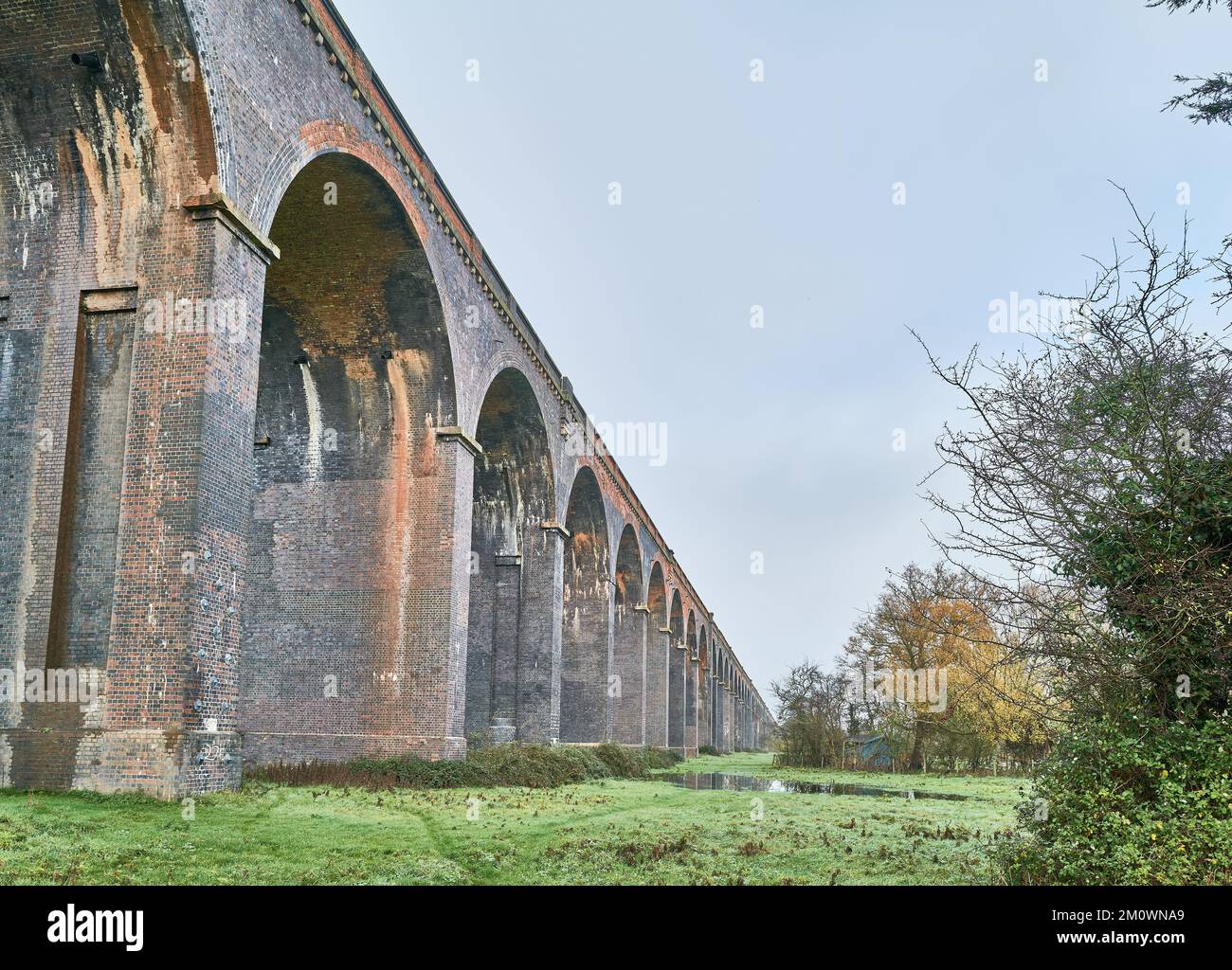 A misty day on the Harringworth rail viaduct, which crosses the river ...