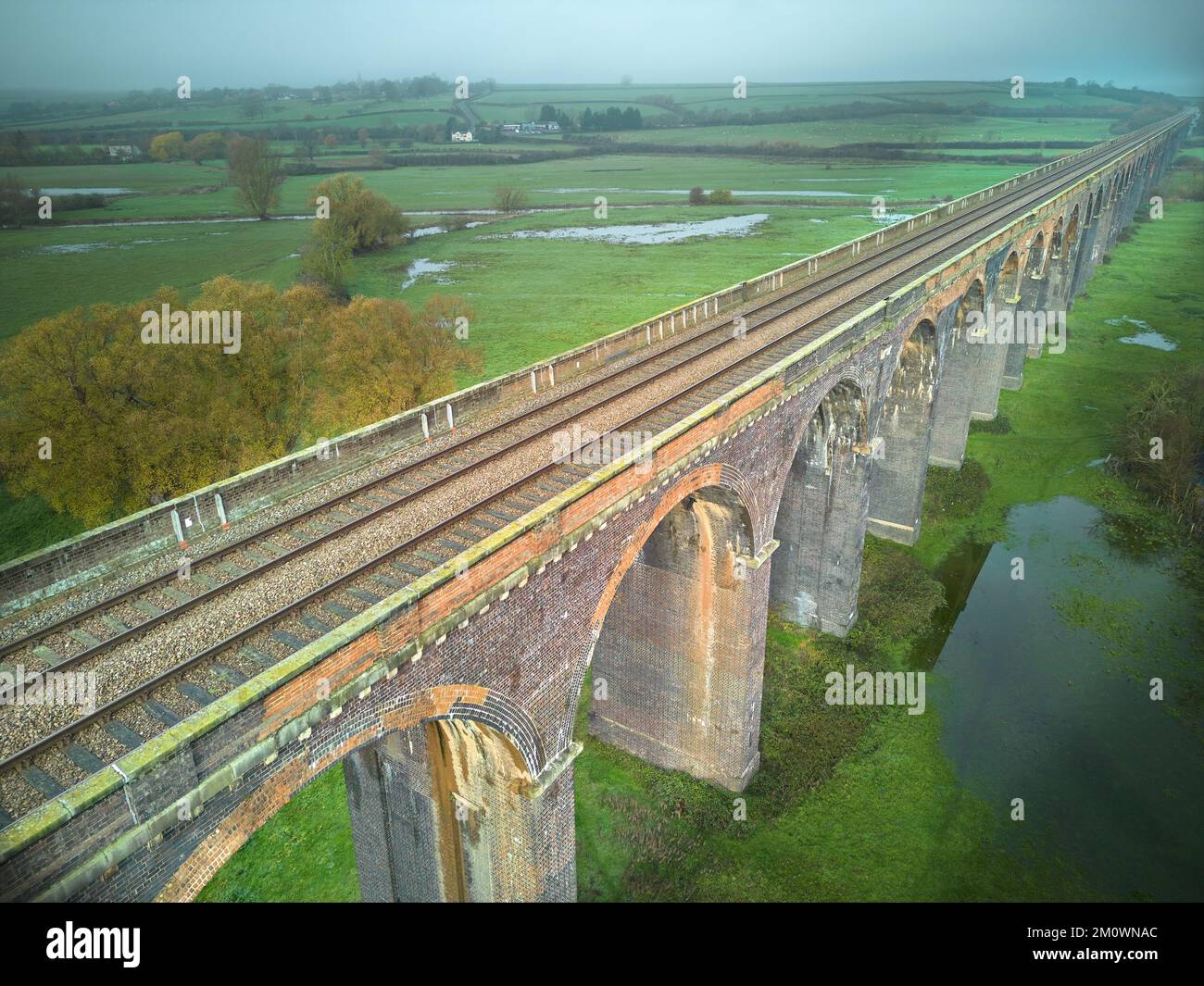 A misty day on the Harringworth rail viaduct, which crosses the river ...