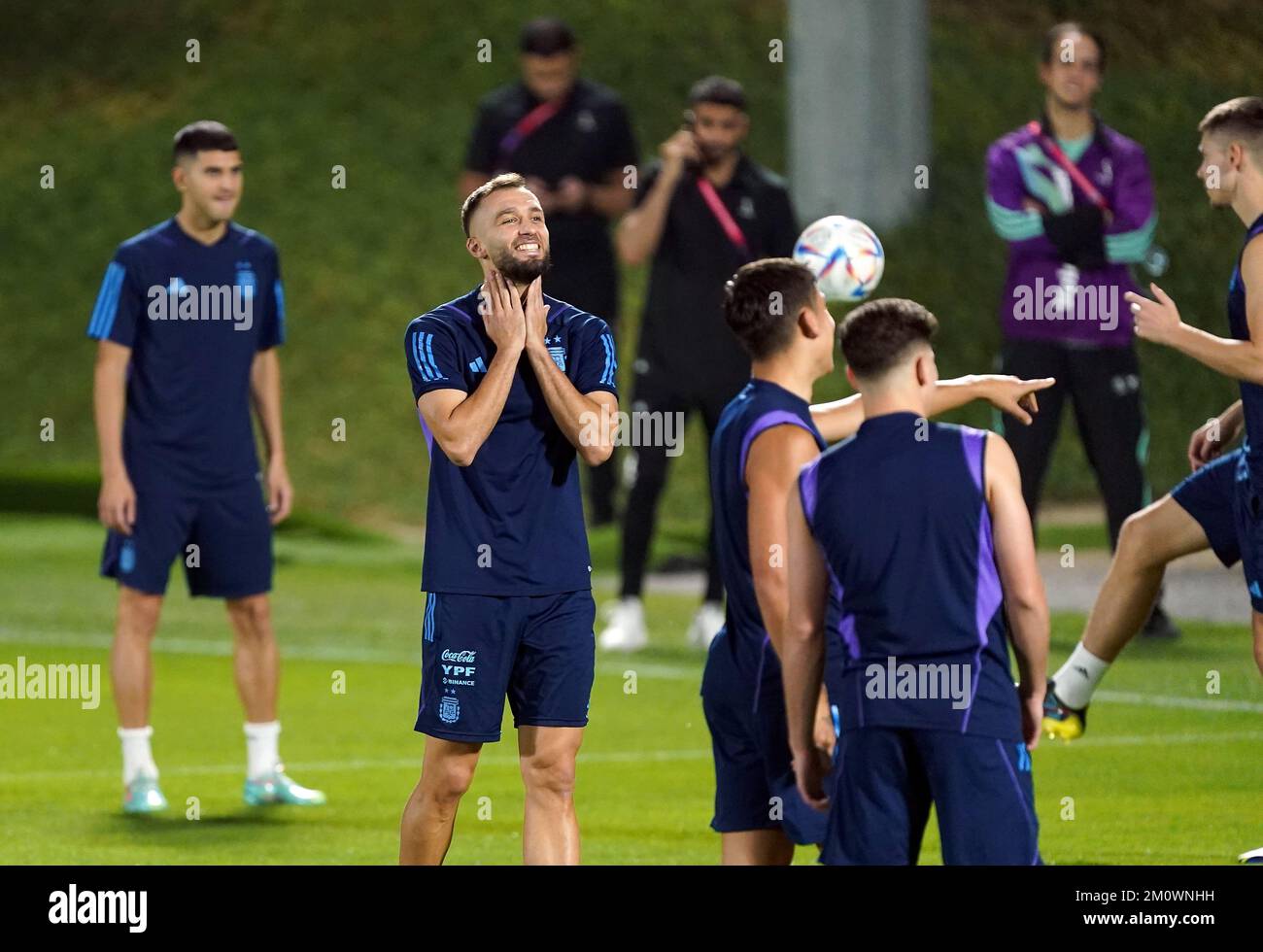 Argentina's German Pezzella during a training session at Qatar ...