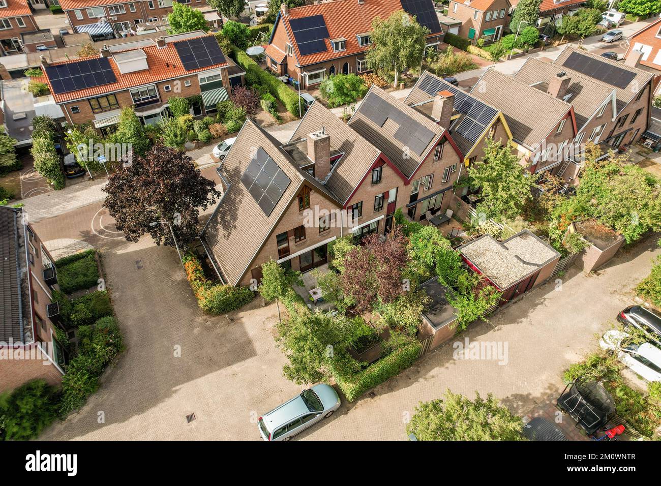 Panoramic view of high rise buildings and trees from height Stock Photo ...