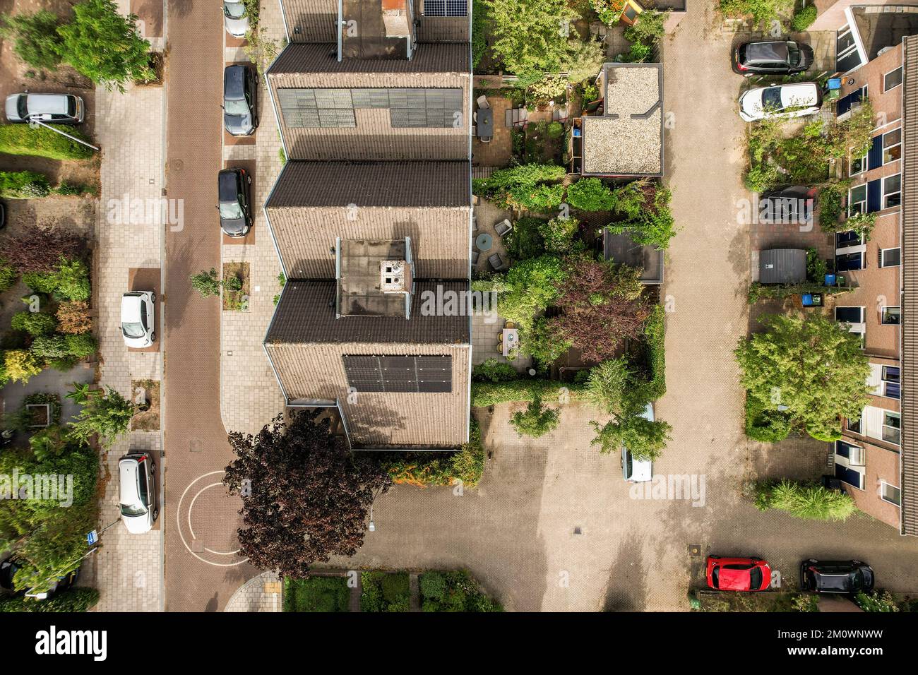 Panoramic view of high rise buildings and trees from height Stock Photo ...