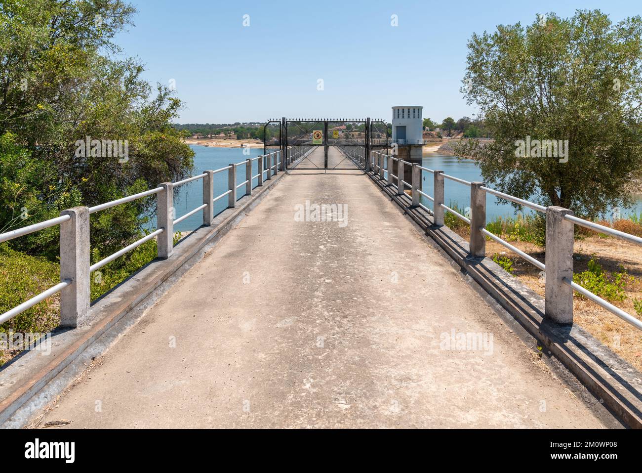 The path on Montargil Dam in the municipality of Ponte de Sor ...