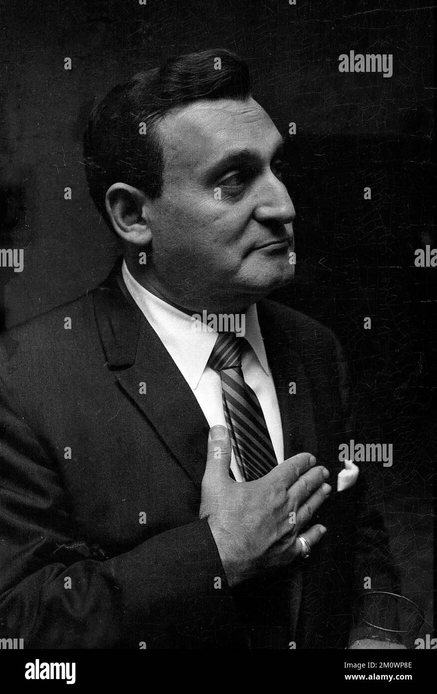 Richard Tucker, American tenor, during a press interview in Buenos ...