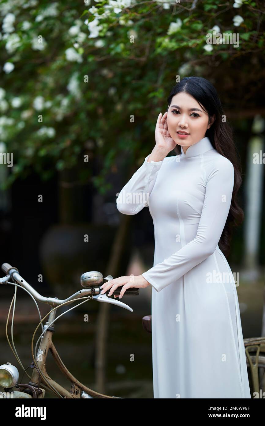 Ho Chi Minh city, Viet Nam: Ao Dai is traditional dress of vietnam, beautiful vietnamese woman ...